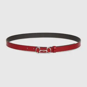 Gucci Leather Belt With Horsebit Buckle - Red