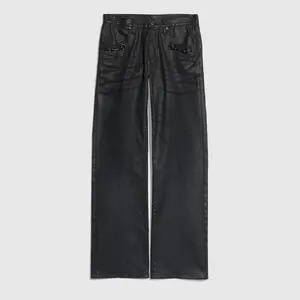 Gucci Flared Coated Cotton Twill Denim Pants - Black