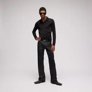 Gucci Flared Coated Cotton Twill Denim Pants