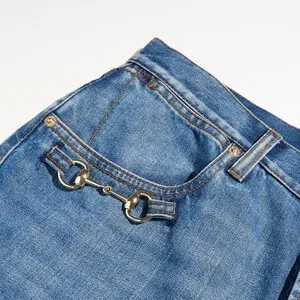 Gucci Bootcut Cotton Denim Pants With Horsebit
