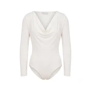 MAAN ISTANBUL Long Sleeve Bodysuit With Draped Neckline