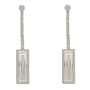LATELITA White / Neutrals / Silver Margaux Moissanite Drop Earrings Silver - White/silver