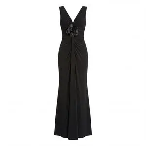 Mac Duggal Sleeveless Jersey Gown With 3d Flower