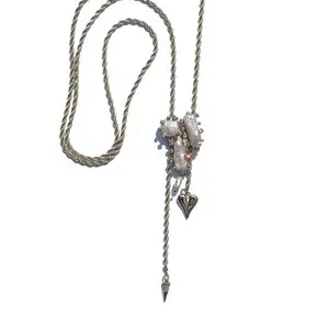 BABALOO JEWELRY Boho Heart & Spike Pearl Bolo Necklace - Gold