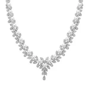 LATELITA Silver / White / Neutrals Empress Pearl Petal Statement Necklace Silver - Silver/white