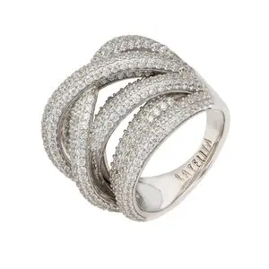 LATELITA London Silver Multi-strand Cocktail Ring With Cubic Zirconia