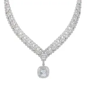 LATELITA Silver / White Countess Statement Moissanite Necklace Silver - Silver/white
