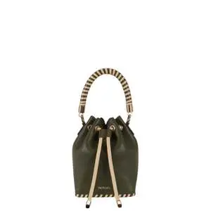 SAONARA BRAND Mini Bucket Bag Army Cream Leather - Green