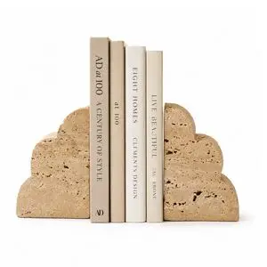 MARLETH Neutrals Travertine Bookends, Set Two - White