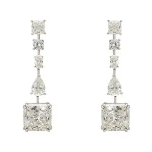 LATELITA White / Silver Angelina Moissanite Drop Earrings Silver - White/silver