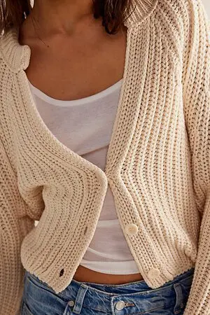 Free People Sweet Nothing Cotton Cardigen - Ivory