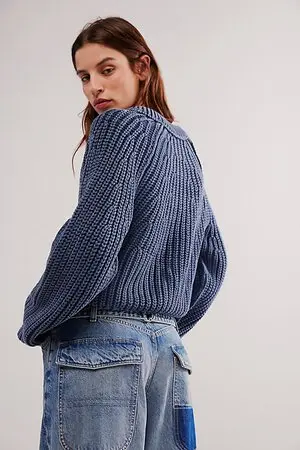Free People Sweet Nothing Cotton Cardigen - Navy