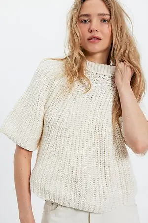 Free People Amy Cotton Sweater Tee - Ivory