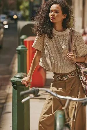 Free People Amy Cotton Sweater Tee - Ivory