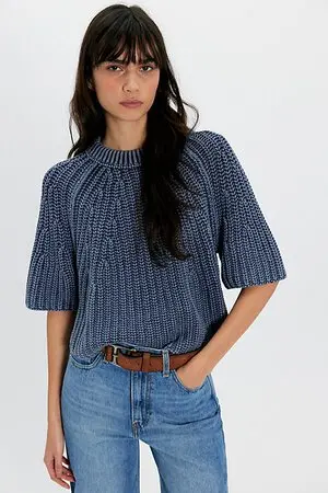 Free People Amy Cotton Sweater Tee - Navy Academy