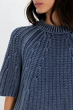 Free People Amy Cotton Sweater Tee - Navy Academy