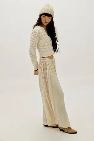 Free People Pointelle Cotton Cardigan - Ivory