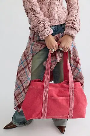 Free People Cora Canvas Tote - Raspberry Rose