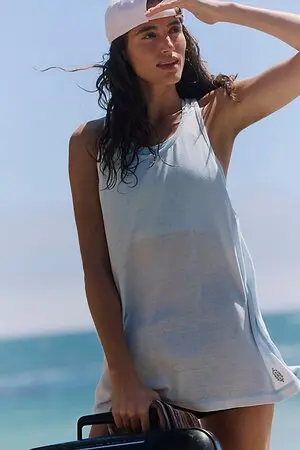 Free People FP Movement Rundown Burnout Tunic Tank Baseline Blue