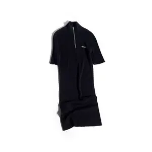 Miu Miu Ribbed Knit Cotton Dress - Navy