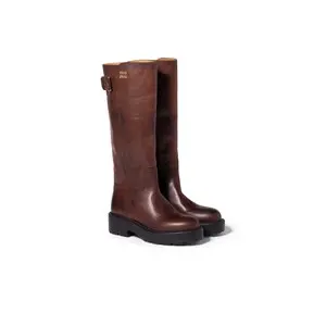 Miu Miu Leather Boots - Coffee