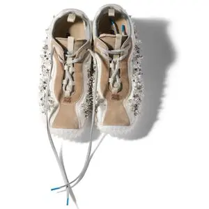Miu Miu Bubble Embroidered Technical Fabric And Suede Sneakers
