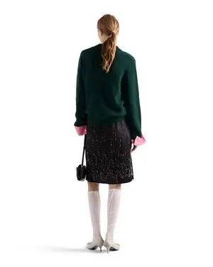 Prada Embellished Satin Pencil Skirt - Black