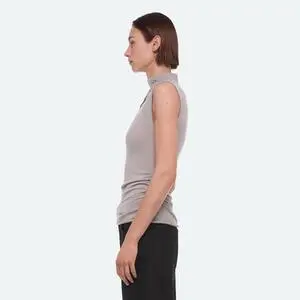 Helmut Lang Button Turtleneck Tank - Light Grey