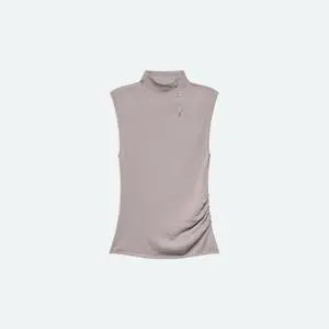 Helmut Lang Button Turtleneck Tank - Light Grey