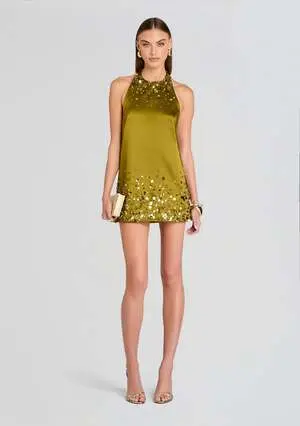 Retrofete Tobonie Embellished Mini Dress - Basil