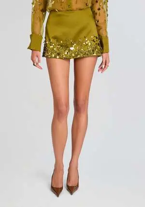 Retrofete Quilted Embroidered Mini Skirt