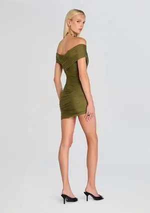 SEROYA Deniz Mesh Mini Dress - Olivewood