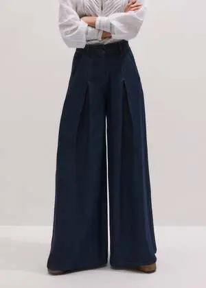 ME+EM Pleat Very Wide Pant - Dark Rinse