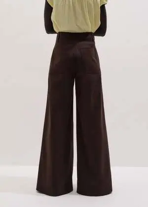 ME+EM High Waist Wide-leg Trousers - Cocoa Brown