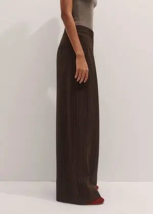ME+EM Pinstripe Wide-leg Tailored Trousers - Chocolate/caramel
