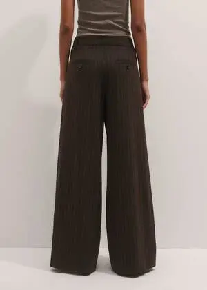 ME+EM Pinstripe Wide-leg Tailored Trousers - Chocolate/caramel