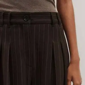 ME+EM Pinstripe Wide-leg Tailored Trousers - Chocolate/caramel