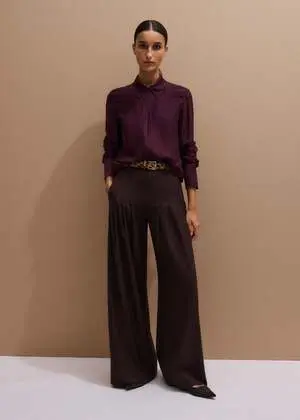 ME+EM Pleated Wool Wide-leg Trousers