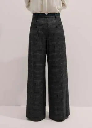 ME+EM Wide Leg Check Trousers - Charcoal