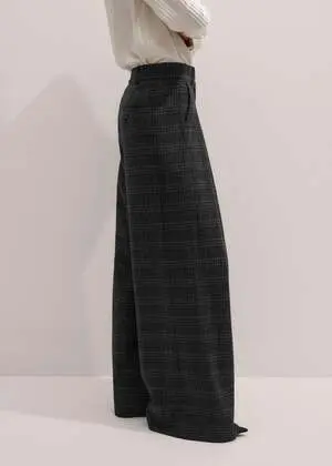 ME+EM Wide Leg Check Trousers - Charcoal