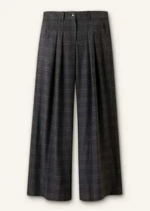 ME+EM Wide Leg Check Trousers - Charcoal