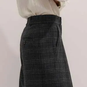 ME+EM Wide Leg Check Trousers - Charcoal