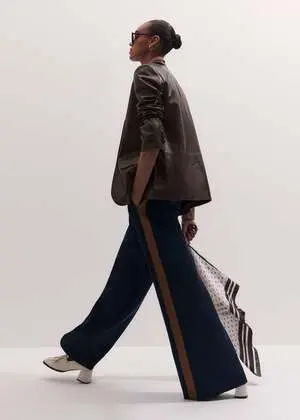 ME+EM Navy Contrast Side Panel Wide-leg Trouser