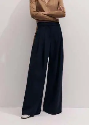 ME+EM Navy Contrast Side Panel Wide-leg Trouser
