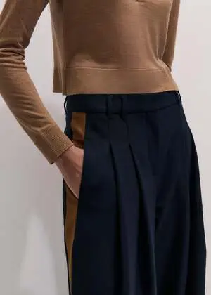 ME+EM Navy Contrast Side Panel Wide-leg Trouser