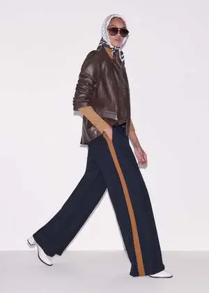 ME+EM Navy Contrast Side Panel Wide-leg Trouser