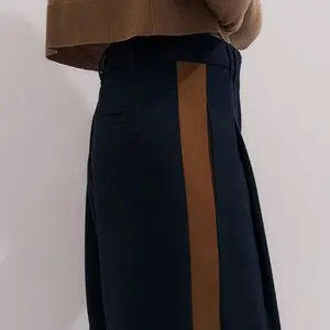 ME+EM Navy Contrast Side Panel Wide-leg Trouser