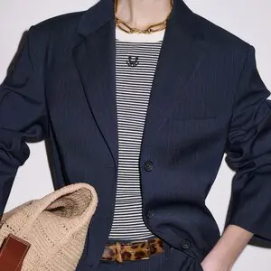 ME+EM Pinstripe Perfect Pleat Front Pant