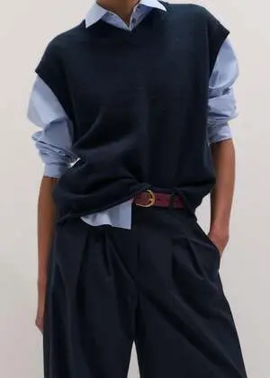 ME+EM Pinstripe Pleat Front Wide Leg Trousers