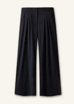 ME+EM Pinstripe Pleat Front Wide Leg Trousers